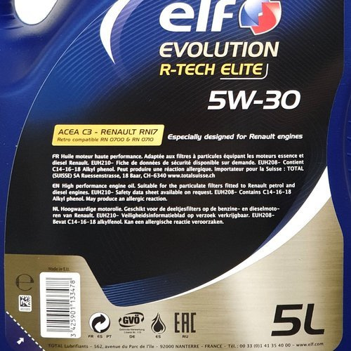 Elf Evolution R-Tech Elite 5W30 5L - Renault RN17